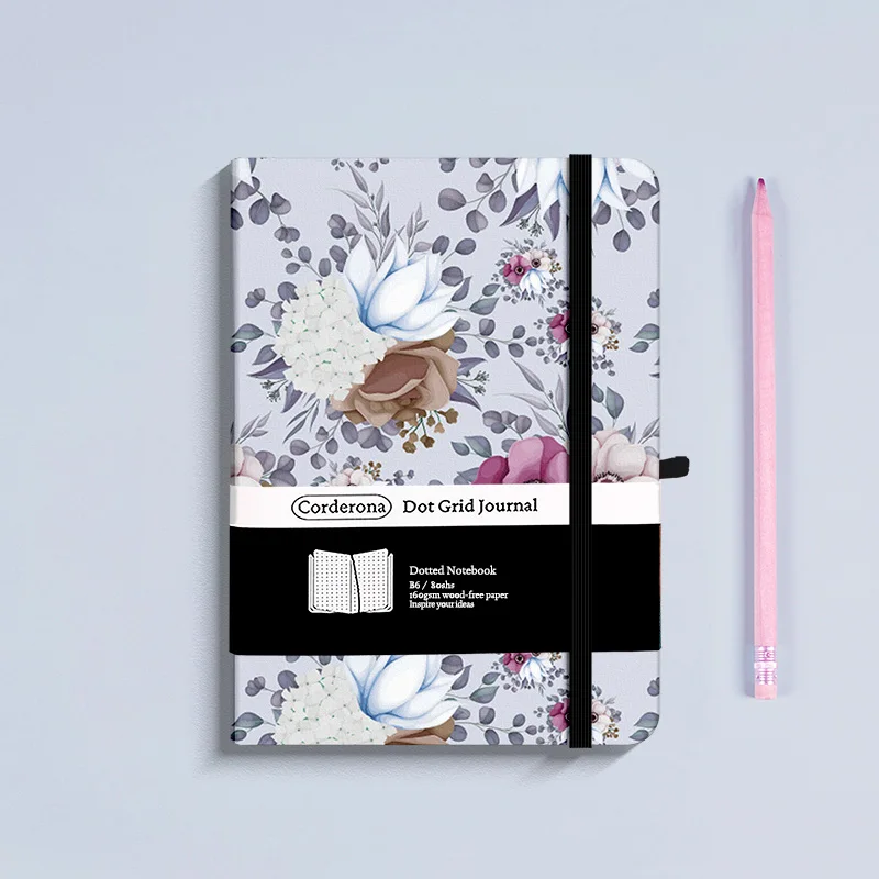Floral B6 Bullet Dotted Journal Elastic Band 160gsm Thick Paper Bujo ...