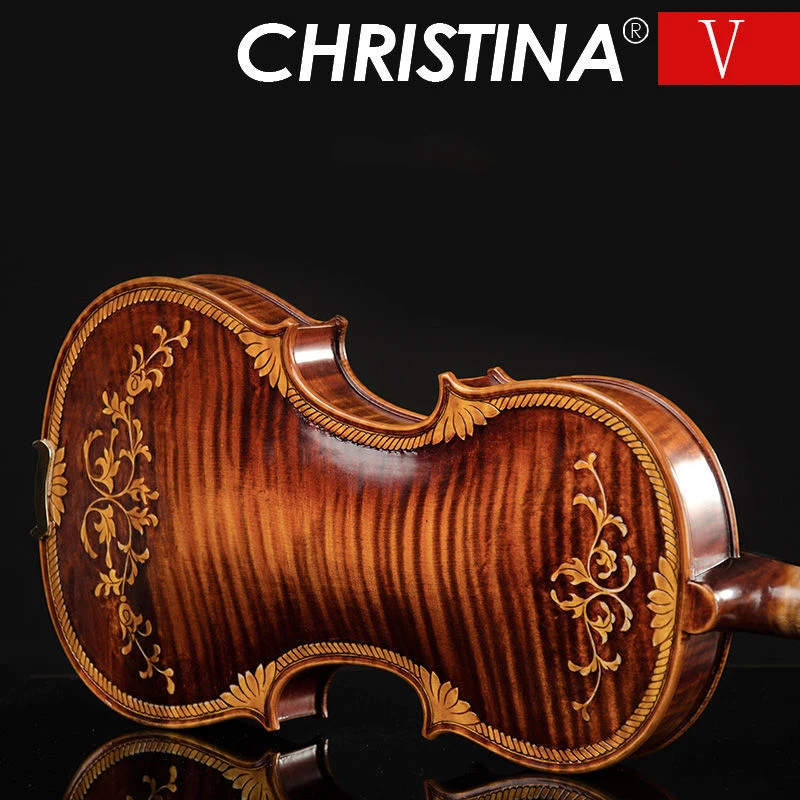 Christina v07 Violin 4/4 hand carved Stradivarius 1716 brown retro Oil ...
