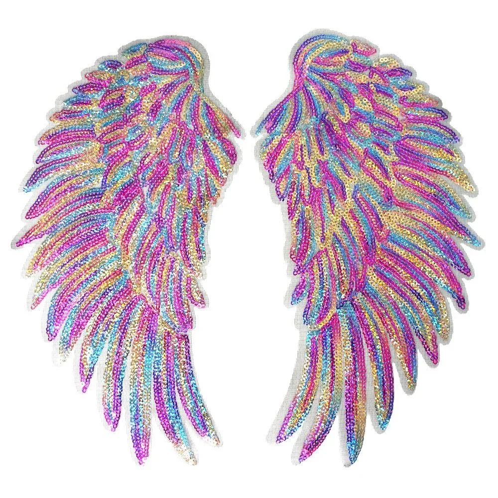 Rainbow-Feather-Wings-Sequin-Dreamy-Sew-Iron-On-Patches-Embroidered ...
