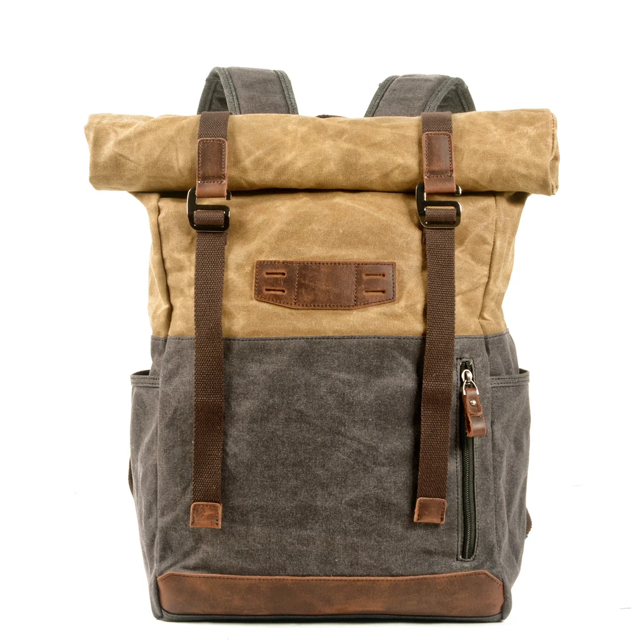 Retro-Canvas-Pack-Oil-Wax-Canvas-Contrast-Backpack-Outdoor-Hiking-and ...