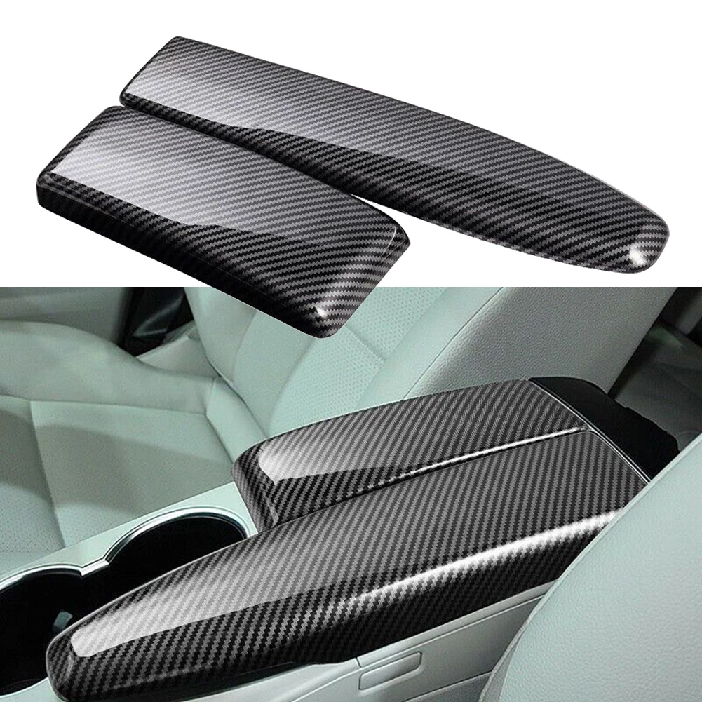 2Pcs-ABS-Carbon-Fiber-Car-Center-Armrest-Box-Panel-Cover-Trim-For ...
