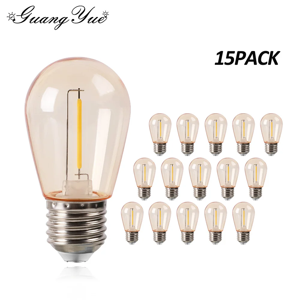 15PCS-Plastic-Vintage-LED-Bulb-E27-Led-Filament-Light-Warm-S14 ...
