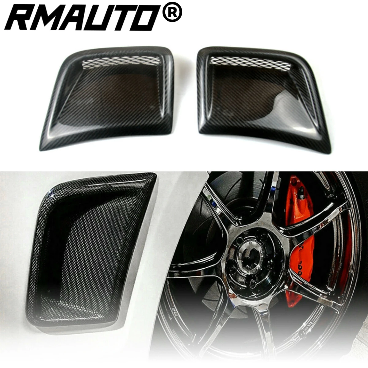 RMAUTO-Real-Carbon-Fiber-Car-Front-Bumper-Side-Air-Vent-Intake-Trim ...