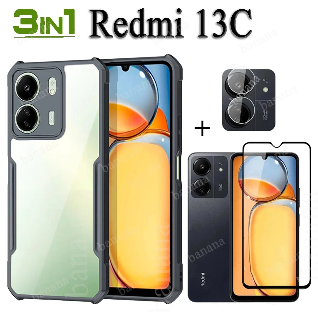 For-Redmi-13C-13-C-Shockproof-Phone-Case-Redmi-12C-10C-Tempered-Glass ...