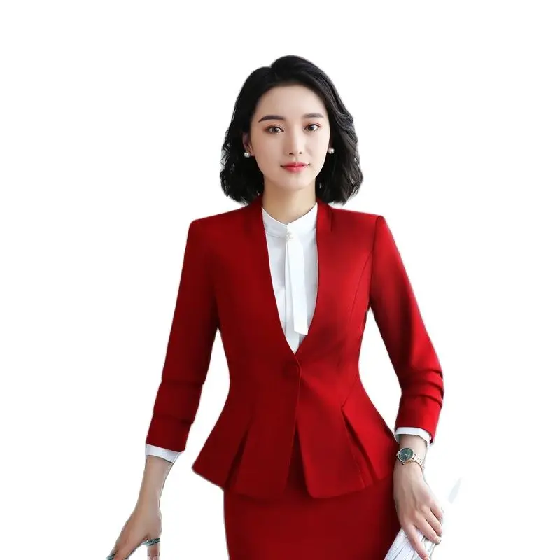 Long Sleeve Elegant Red Formal Uniforms Styles Blazers And Jackets Coat ...
