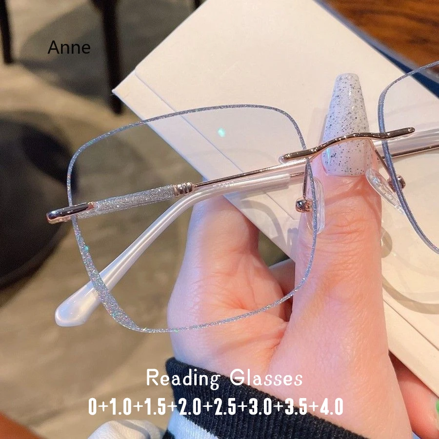 Shining-Rimless-Square-Reading-Glasses-for-Women-Big-Alloy-Frame-Anti-Blue-Light-Computer ...