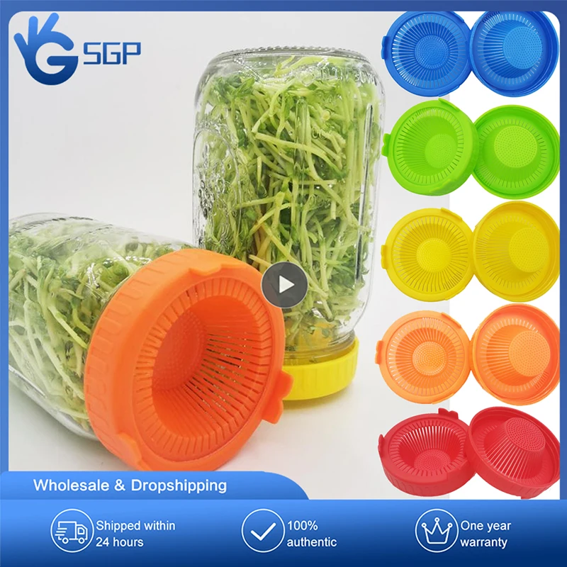 Plastic-Mason-Jar-Sprouting-Lid-Food-Grade-Mesh-Sprout-Cover-Seed ...