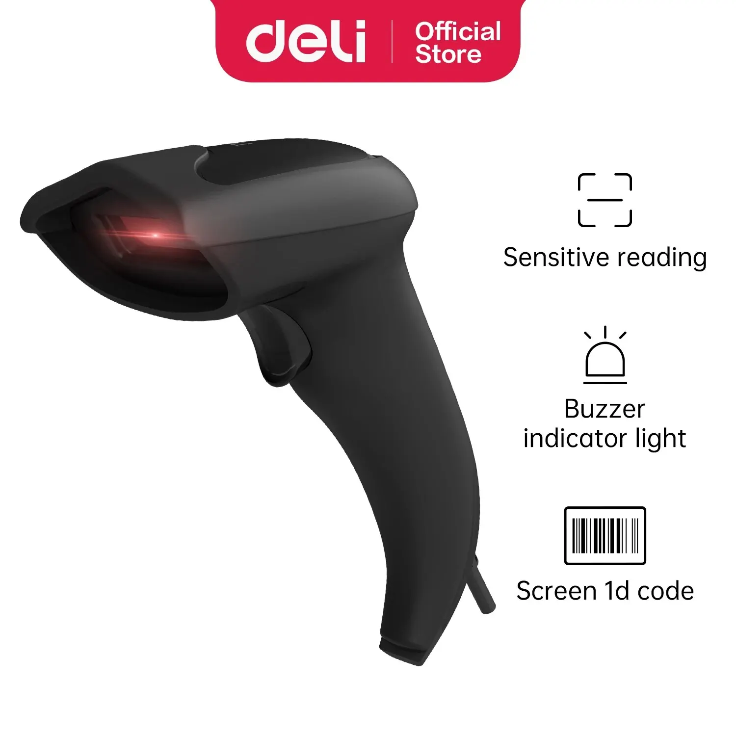 Deli Handheld Barcode Scanner 1D Auto sensing Barcode Reader USB deli-handheld-barcode-scanner-1d-auto-sensing-barcode-reader-usb