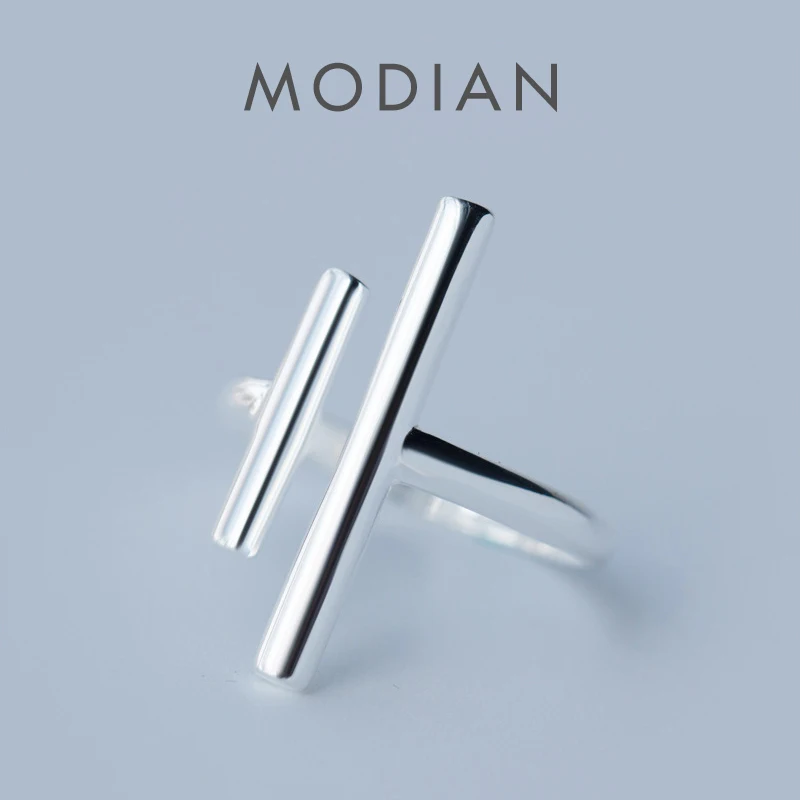 Modian Fashion Geometric Line Authentic Sterling Silver 925 Ring for ...