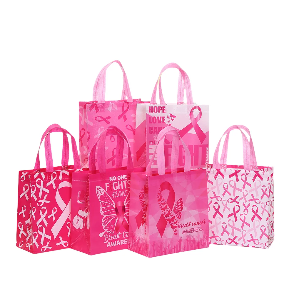 LPZHI Pink Ribbon Gift Bags Breast Cancer Awareness Tote Bag ...