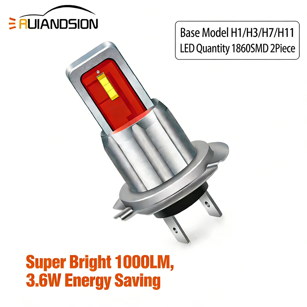 H1 H3 H7 H11 LED Headlight Bulb DC 10-30V Waterproof 6000K White 1000LM ...