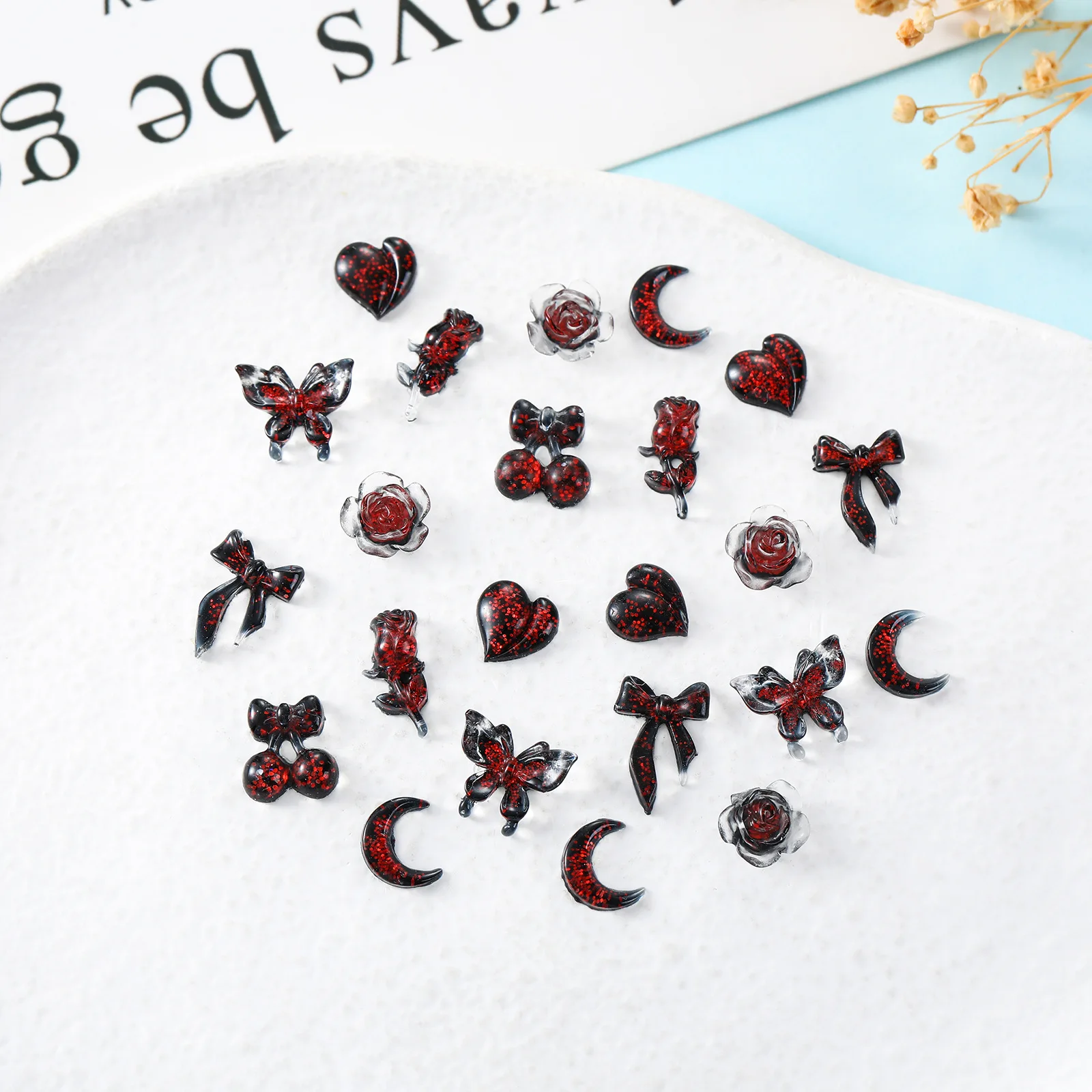 50pcs-Vampire-Nails-Accessories-Mixed-Resin-Ribbon-Bow-Camellia-Tulip ...