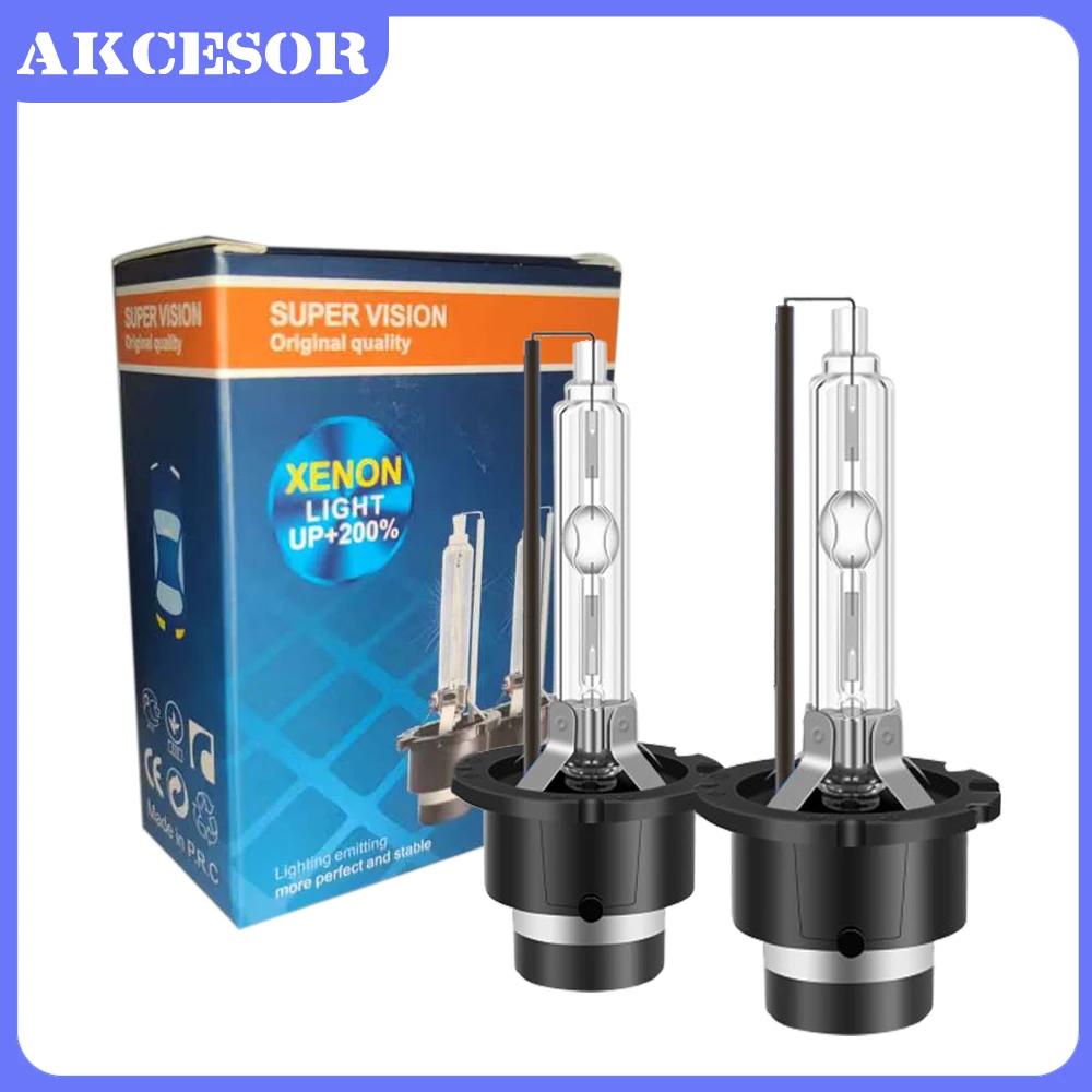 2 Pcs D2S Xenon Headlight HID Bulbs 35W 4300K Warm White Auto Lamp ...