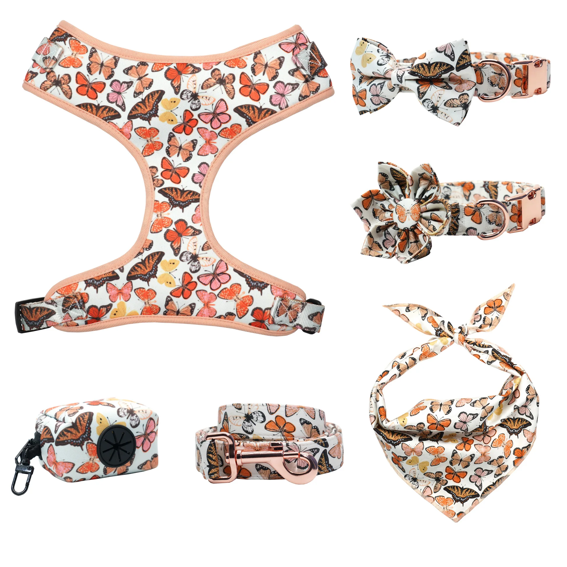 Butterly-Doggy-Dog-Harness-Personalized-5pcs-Set-Pet-Harness-Bowtie ...