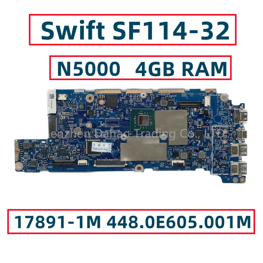 17891-1M 448.0E605.001M For Acer Swift SF114-32 Laptop Motherboard WIth Inter N5000 CPU 4GB RAM ...