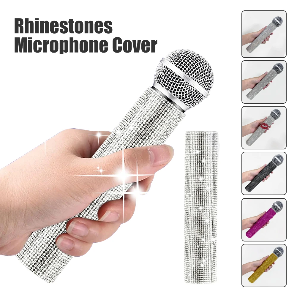 Rhinestones Microphone Cover,Microphone Sleeve Bling Compatible with ...