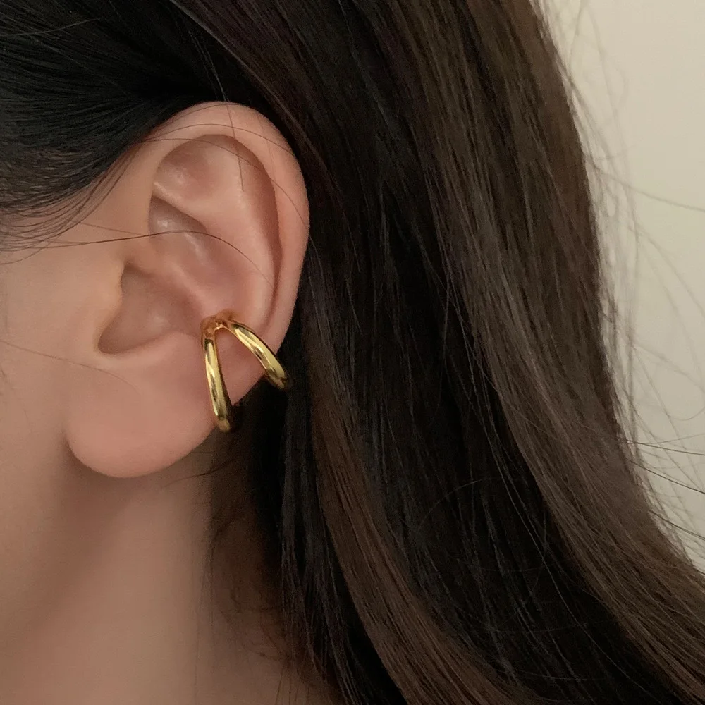 Fake-Piercing-Earcuff-Double-Circle-Ear-Cuff-Faux-Earrings-for-Women ...