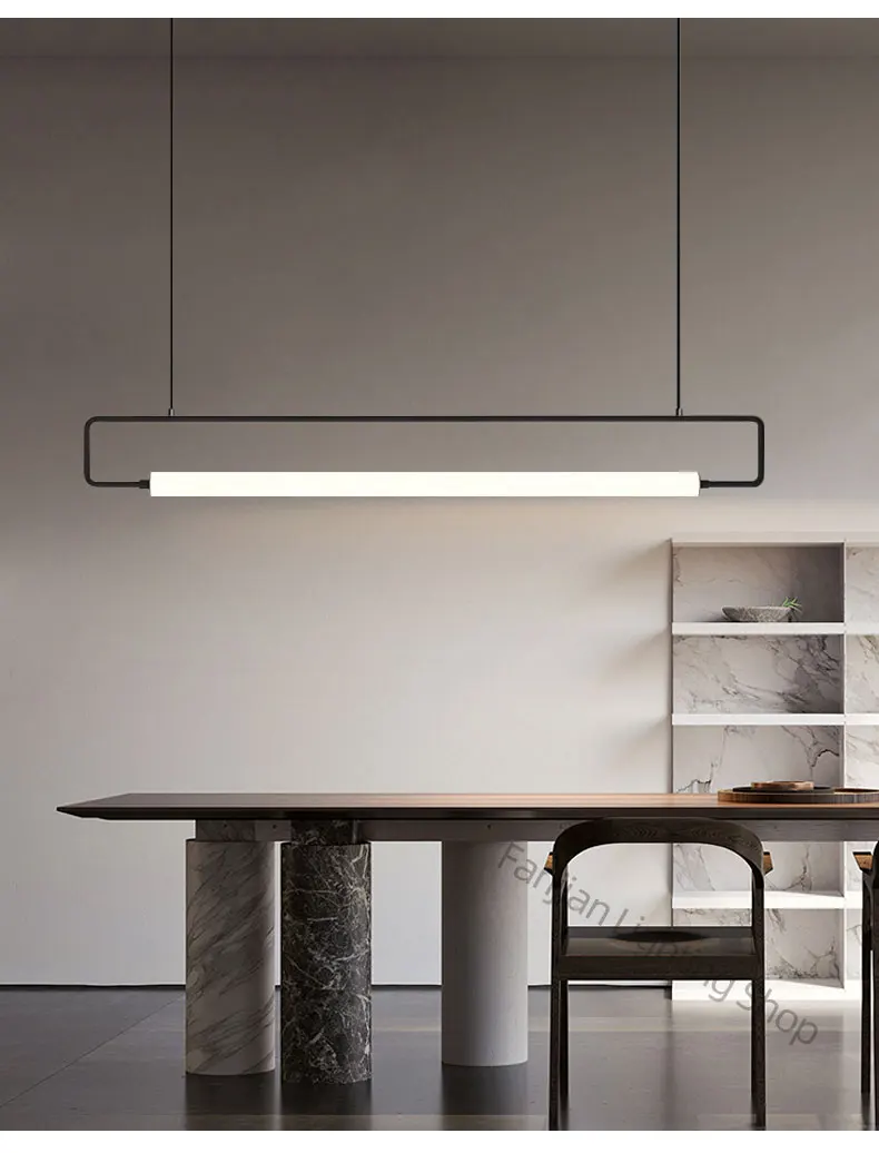 Nordic Minimalist Bar Hanging Rectangular Frame Pendant Light#N##N ...