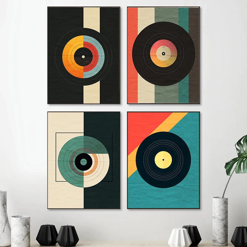 Abstract-Colorful-Record-Canvas-Poster-Creative-Painting-Wall-Hanging ...
