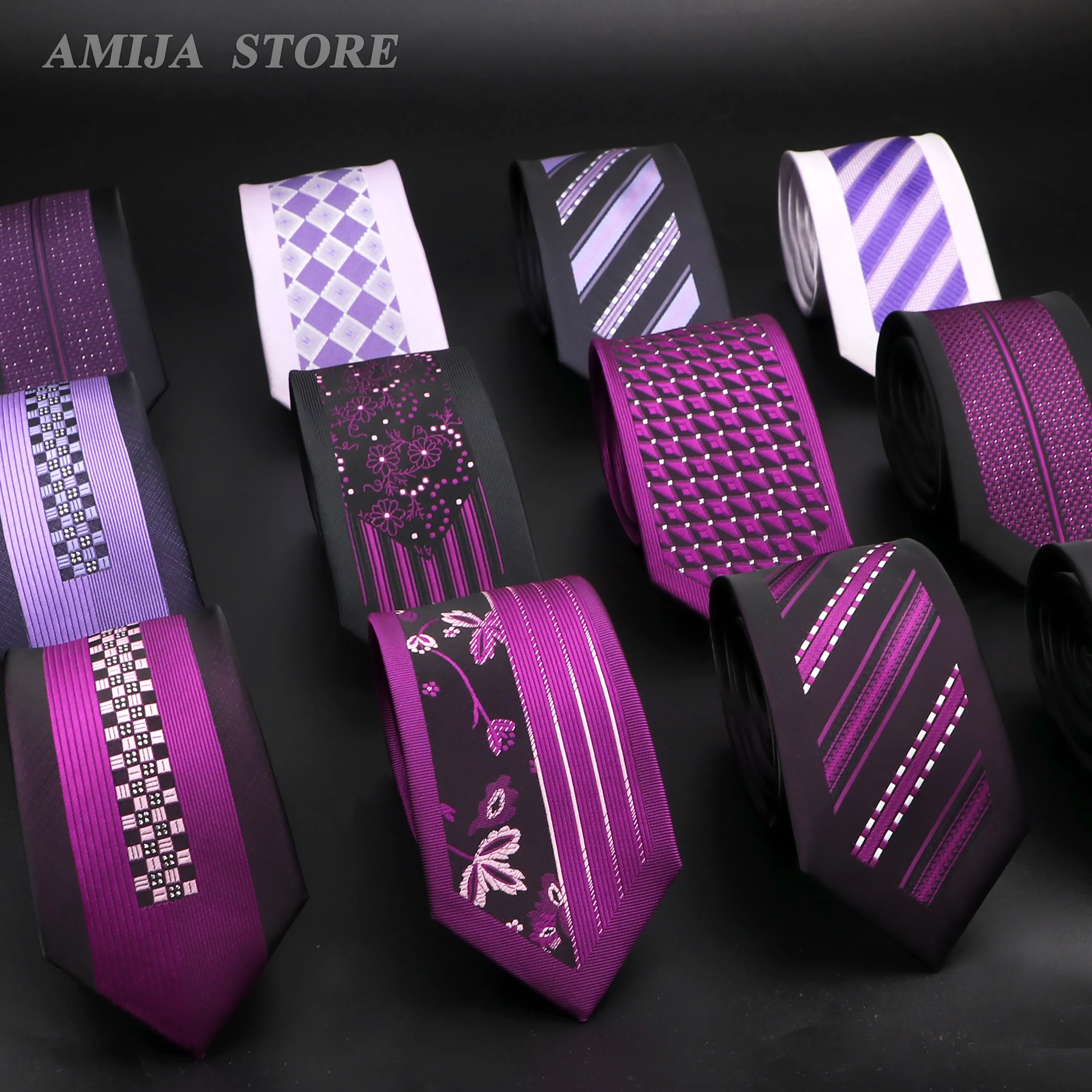 51 Styles Men's Ties Fashion Patchwork Red Purple Blue Floral Jacquard Necktie Skinny Cravat ...