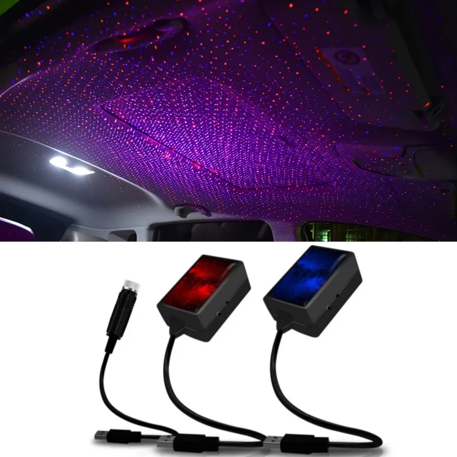 USB car led Decorative Atmosphere Lamp Roof Star Night Light Projector ...