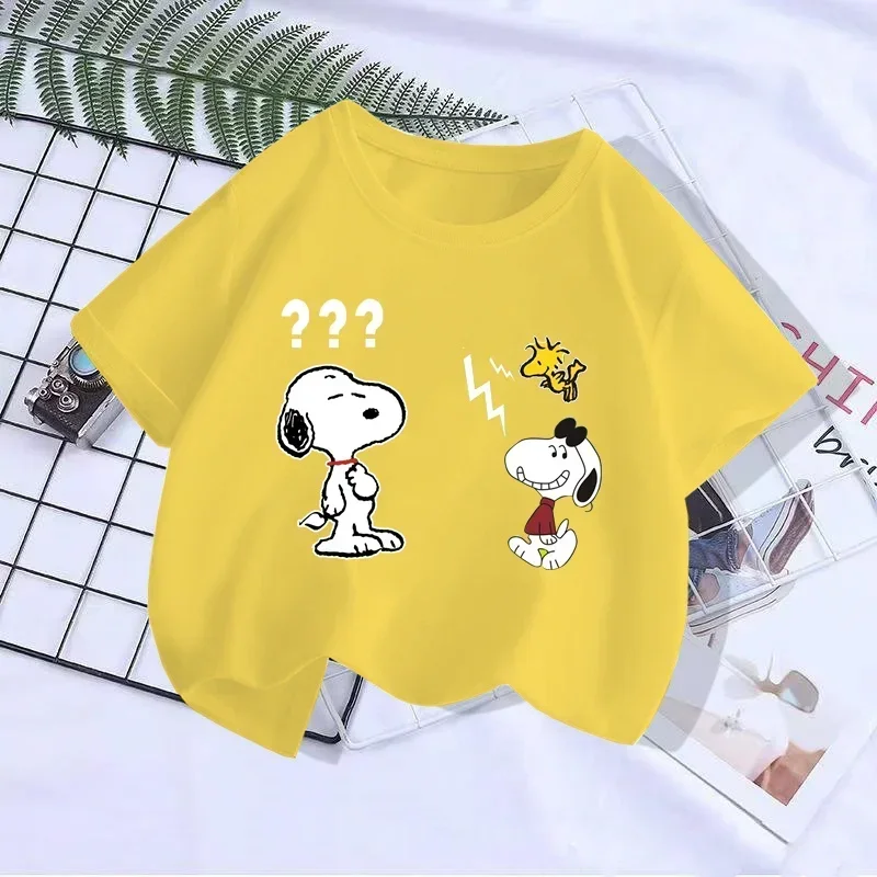 Camiseta de verano 2024 de Snoopy, camiseta de algodón para niño y niña, camiseta de Charlie ...