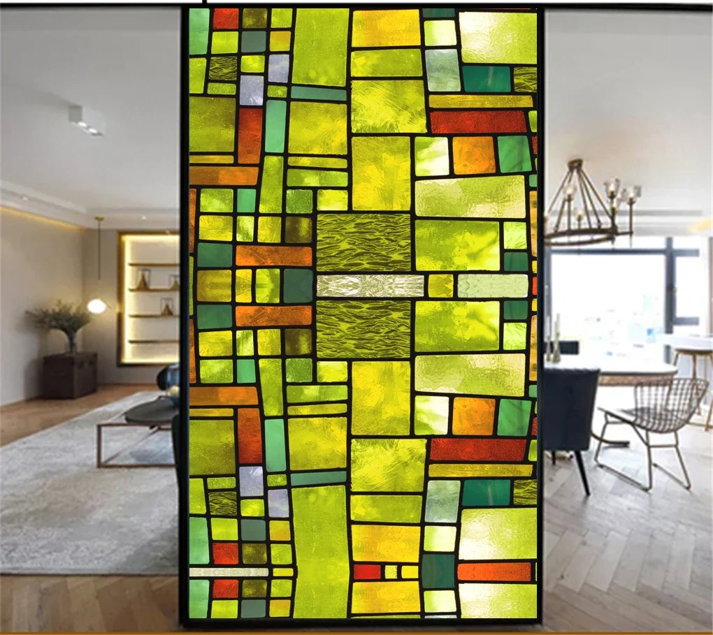 Static-ClingPrivacy-Windows-Film-Decorative-Color-Brick-Stained-Glass ...