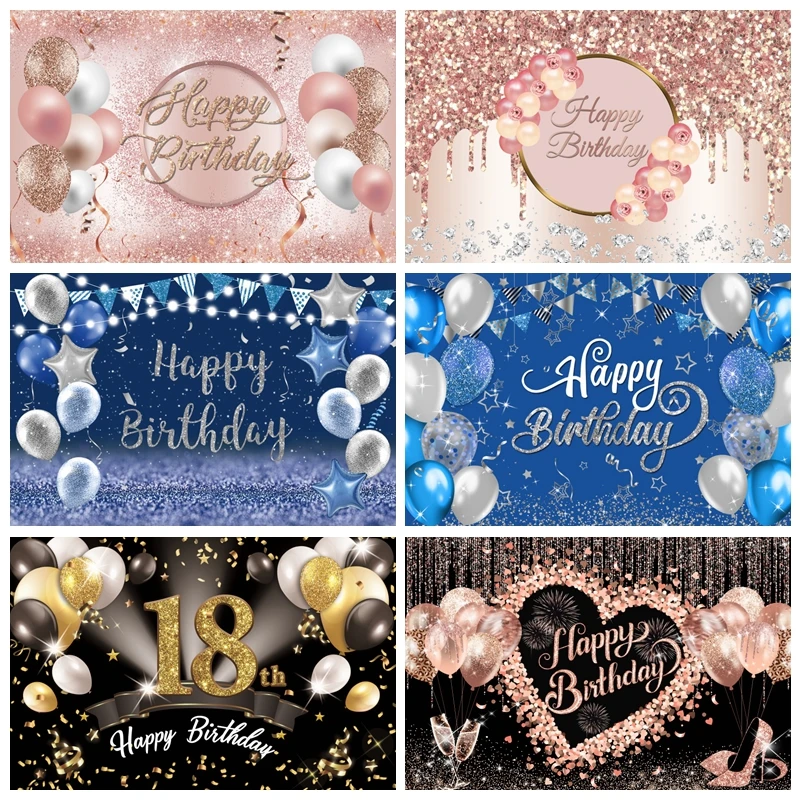Adult-Happy-Birthday-Backdrop-Black-Gold-Glitter-Balloon-Boys-Girls ...