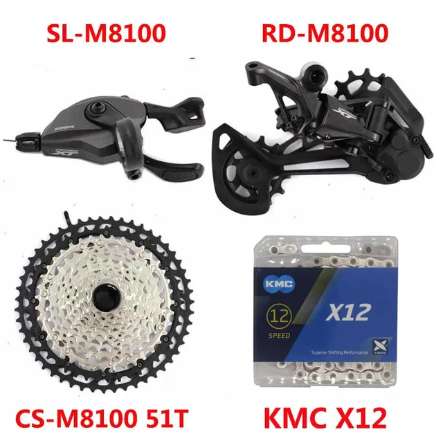 SHIMANO DEORE XT M8100 12 Speed Groupset 12s MTB Mountain Bike kit M8100 shifter Rear Derailleur ...