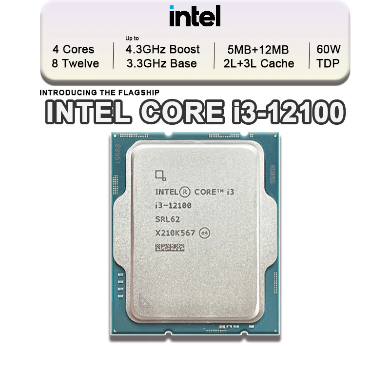Intel core i3 12100 novo i3 12100 3.3 ghz 4 core processador cpu de 8 ...