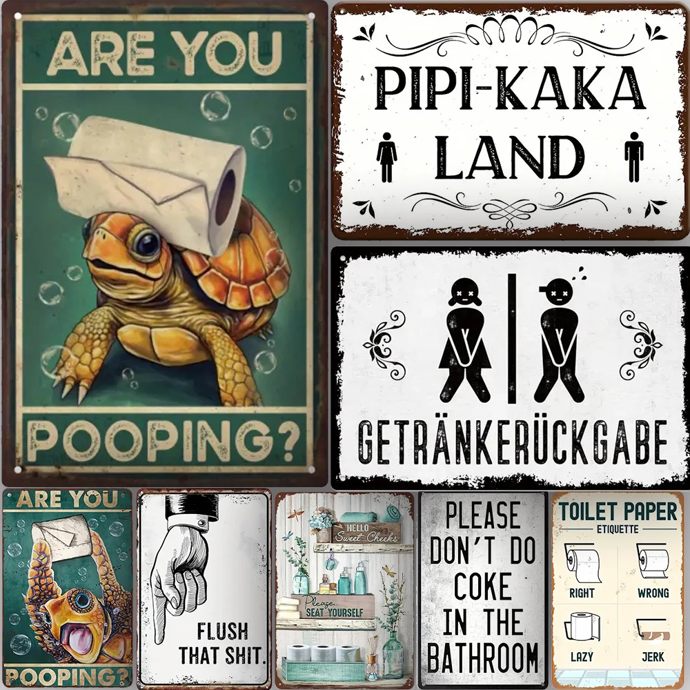 1pc Vintage Bathroom Metal Sign Tin Sign , Wall Decor For Home Bathroom ...