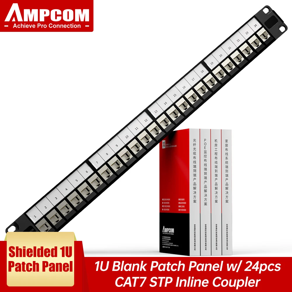 Ampcom (ul Listed) 24 Port Rj45 Shielded Through Coupler Patch Panel ...