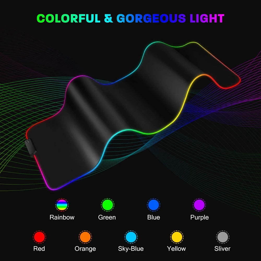 블루 아카이브 Rgb 마우스 패드 컴퓨터 키보드 매트 게임 액세서리 Led Pc 플러그 게이머 패드 Usb 게임 데스크 마우스 패드 기가팩토리