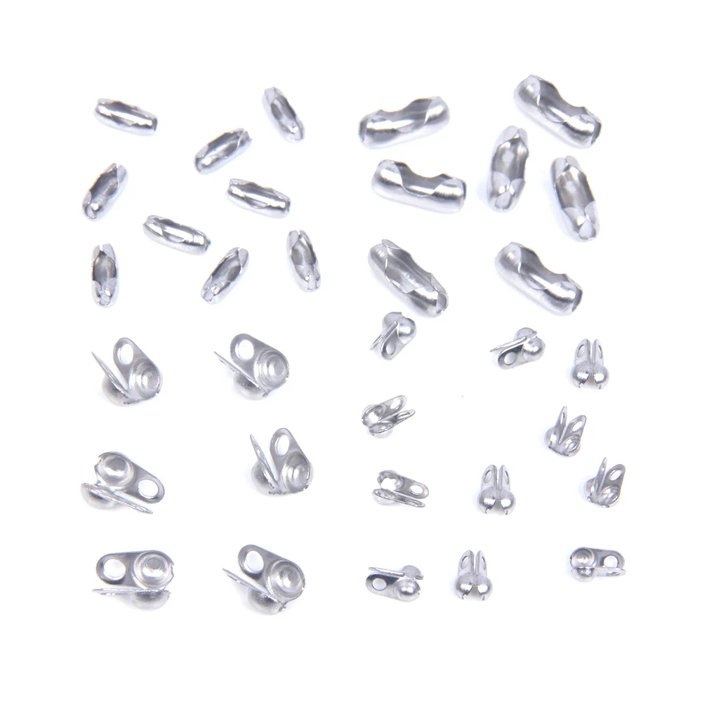 XHN 50pcs1.5 2.0 2.4 3.0 mm Stainless Steel Ball Chain Connector Clasps ...