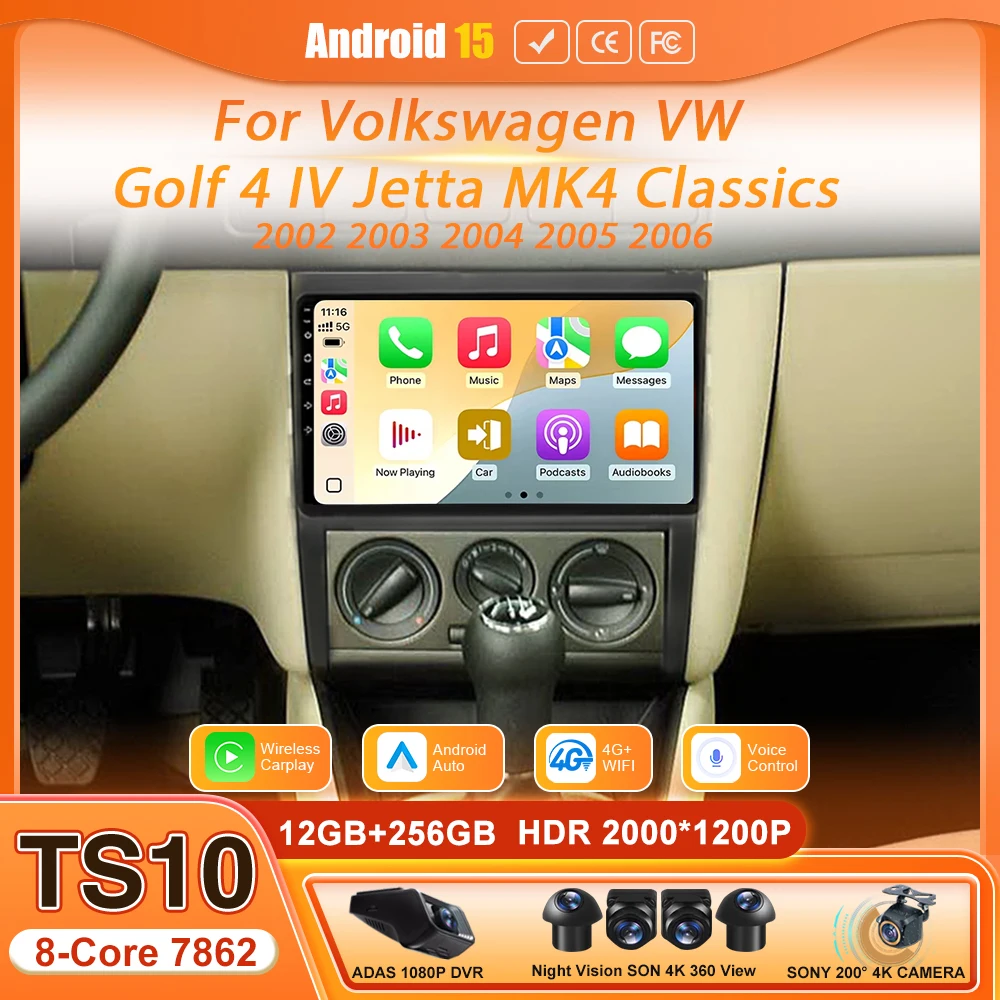 Android For Volkswagen VW Golf 4 IV Jetta MK4 Classics 2002 - 2006 Car ...
