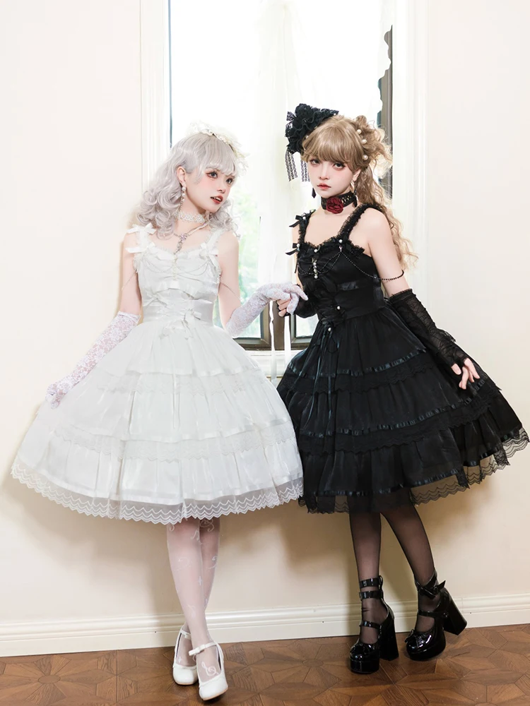 Halloween-Cos-Lolita-Daily-Gothic-Dark-Dress-Wedding-Dress-Black-White ...