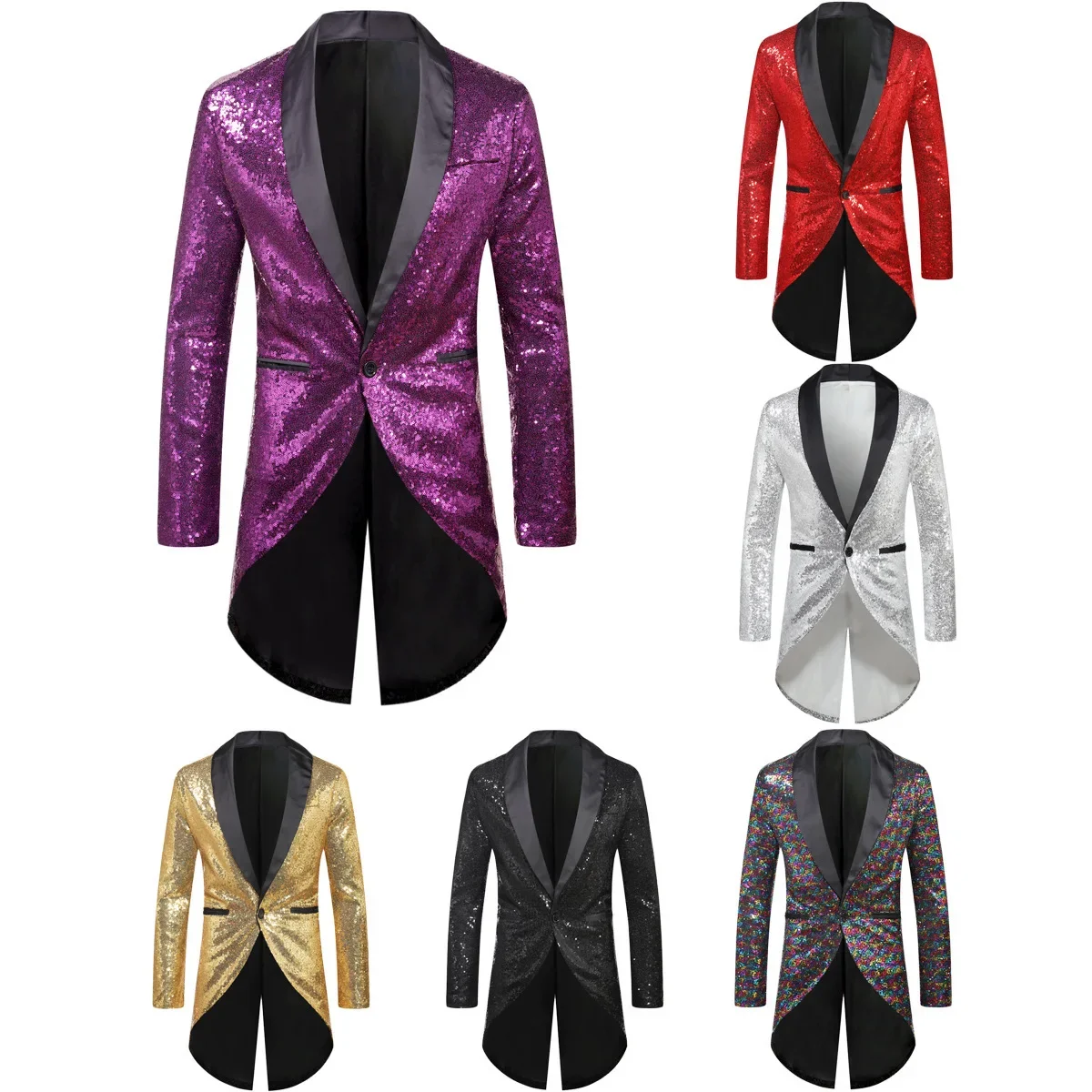 Fashionable Sequin Men's Single-Button Tuxedo Autumn Winter New Style ...