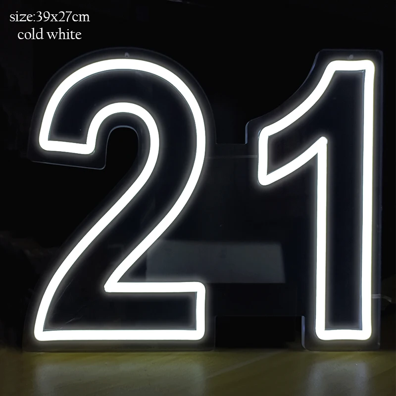 Wall Décor Signs Custom 21 Number Neon Sign Initials Sigh LED Custom ...