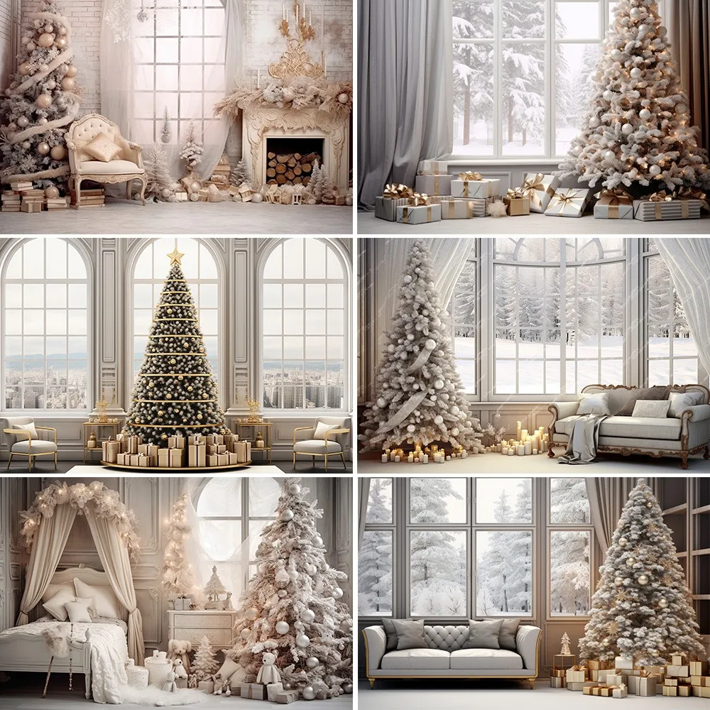 Bonvvie-Christmas-Background-for-Photography-Xmas-Tree-Window-Snowy ...