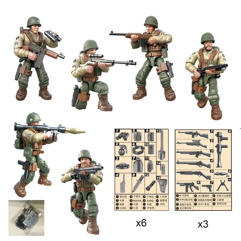 Ww2 America Military Troops Batisbrick Mega Building Block World War ...
