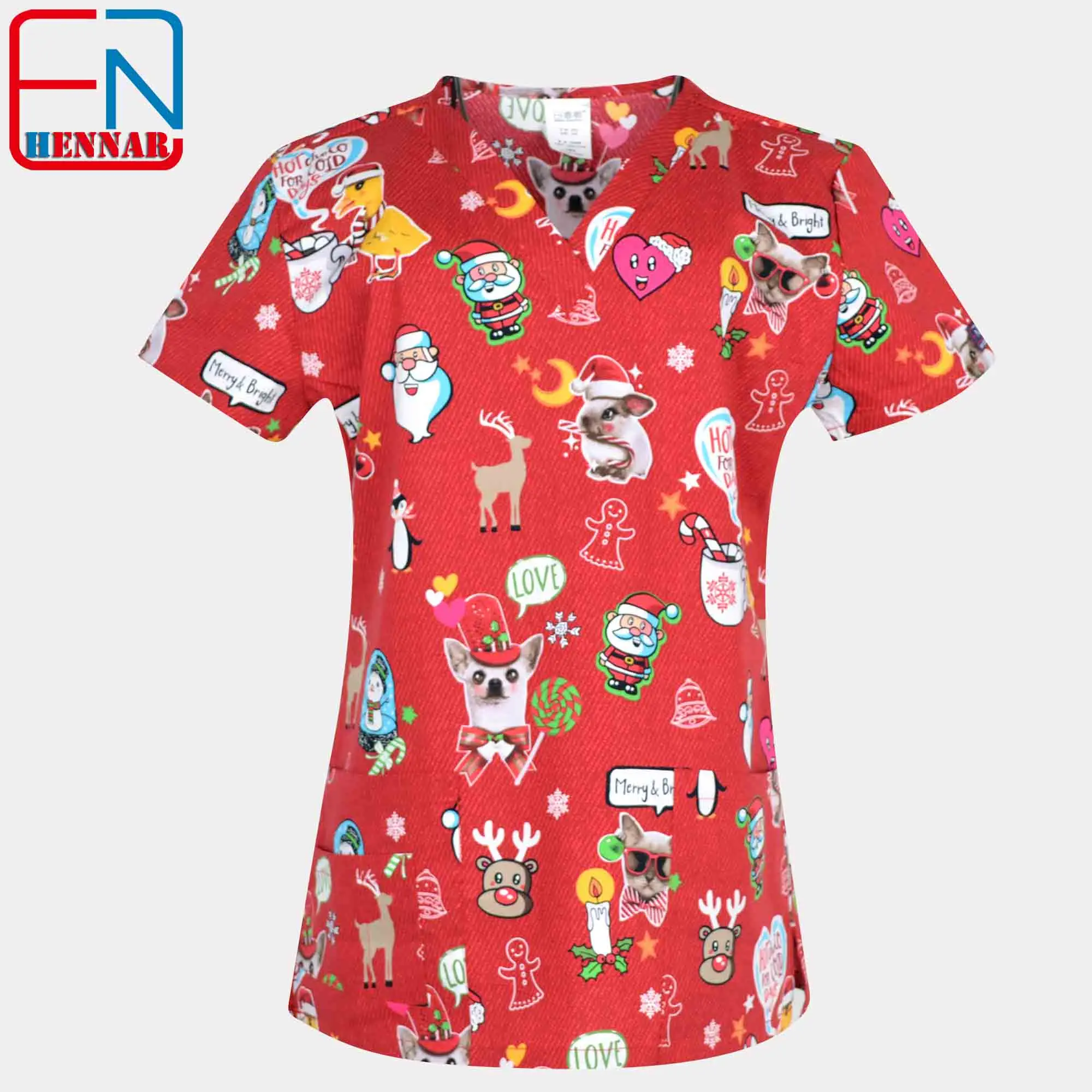 Hennar-Christmas-Print-Medical-Scrub-Tops-Festival-Scrub-Scrub-Uniforms ...
