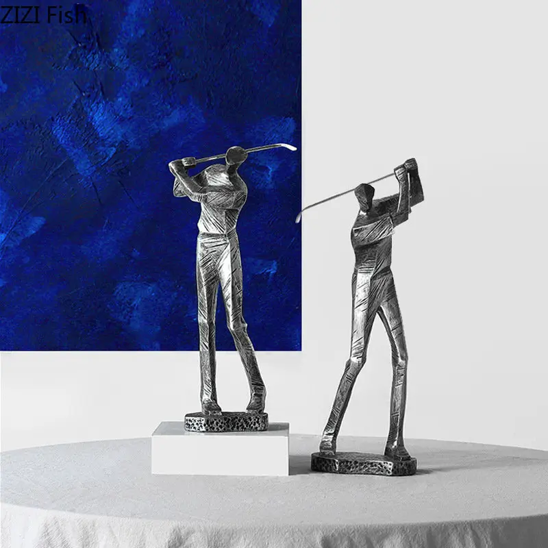Abstract-Character-Crafts-Silver-Golf-Athletes-Statue-Desk-Decoration ...