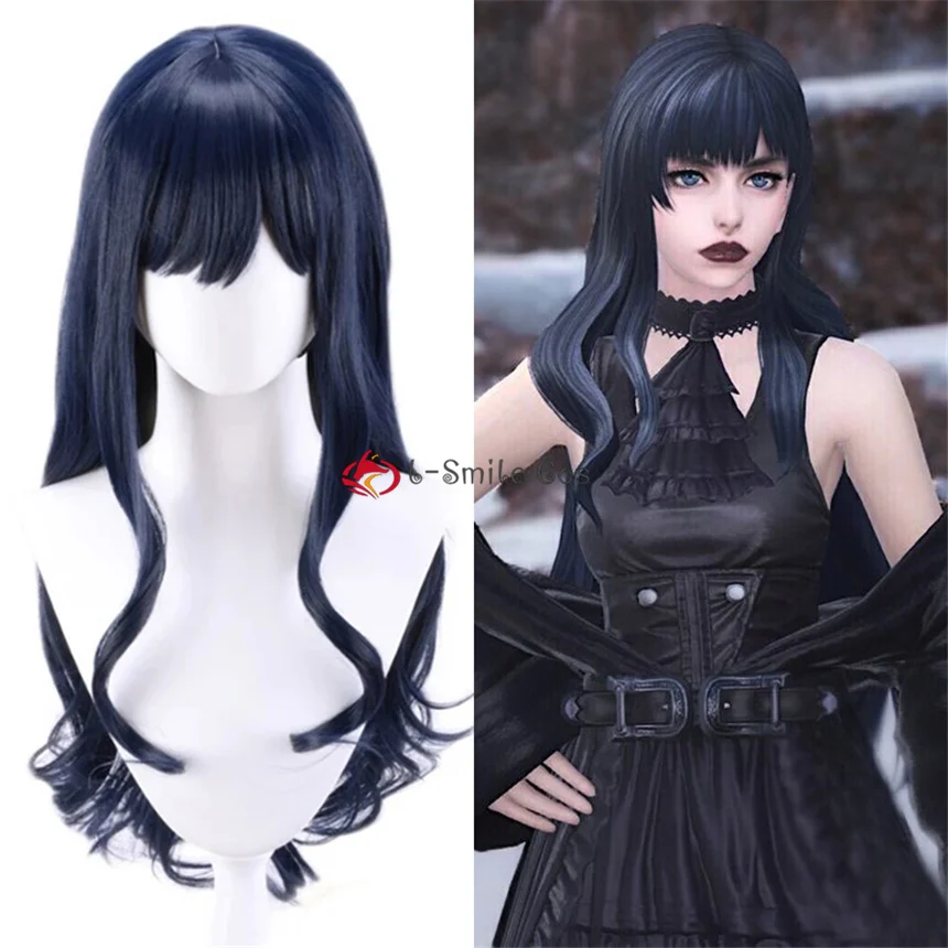Final Fantasy Xiv 14 Cosplay Ff14 Ffxiv Gaia Wig 80cm Long Navy Blue ...