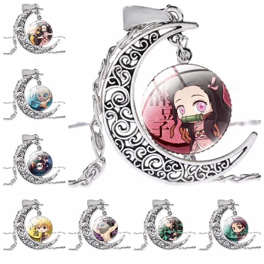Demon-Slayer-Moon-Shape-Necklace-Anime-Figure-Nezuko-Zenitsu-Tanjirou ...
