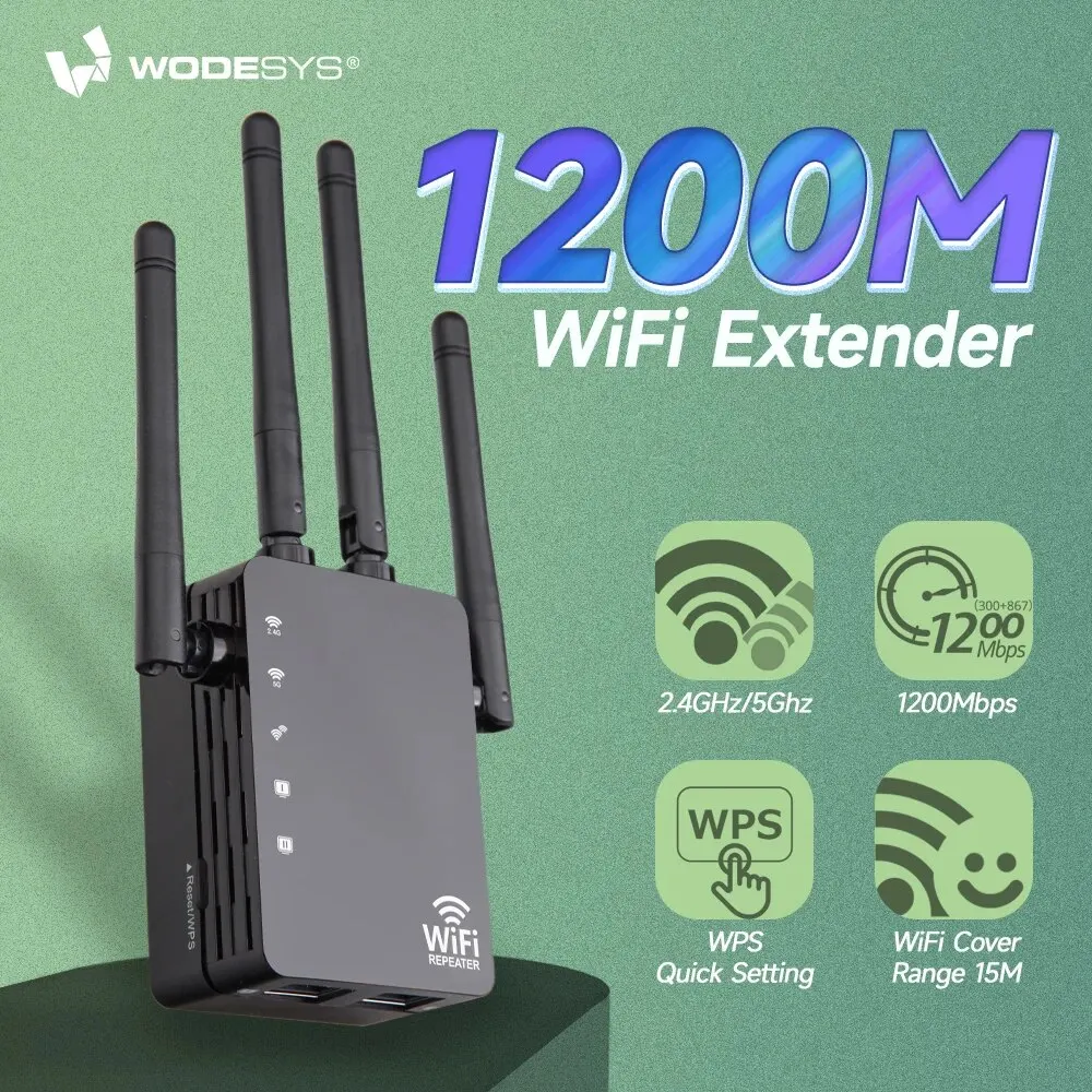 WODESYS 1200Mbps Wifi Repeater Wireless Extender Wifi Booster 5G 2.4G ...