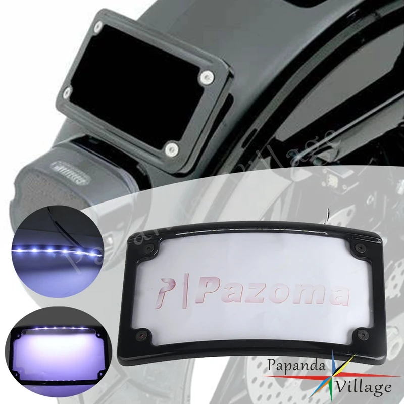 3 Holes Motorcycle LED License Plate Frame Lamp Bracket Mount Farme ...