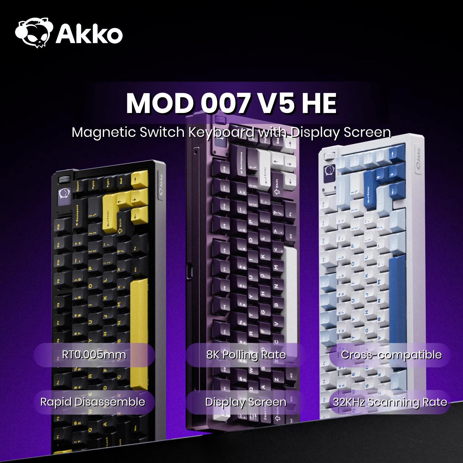 Akko MOD007 V5 HE Magnetic Keyboard with Display Screen 75% Rapid ...