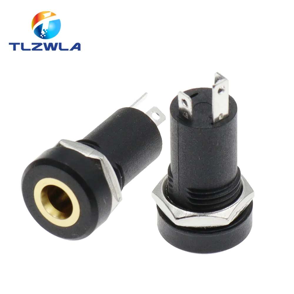 5PCS PJ392A 3.5MM Audio Jack Socket 3 Pole Black Stereo Solder Panel ...