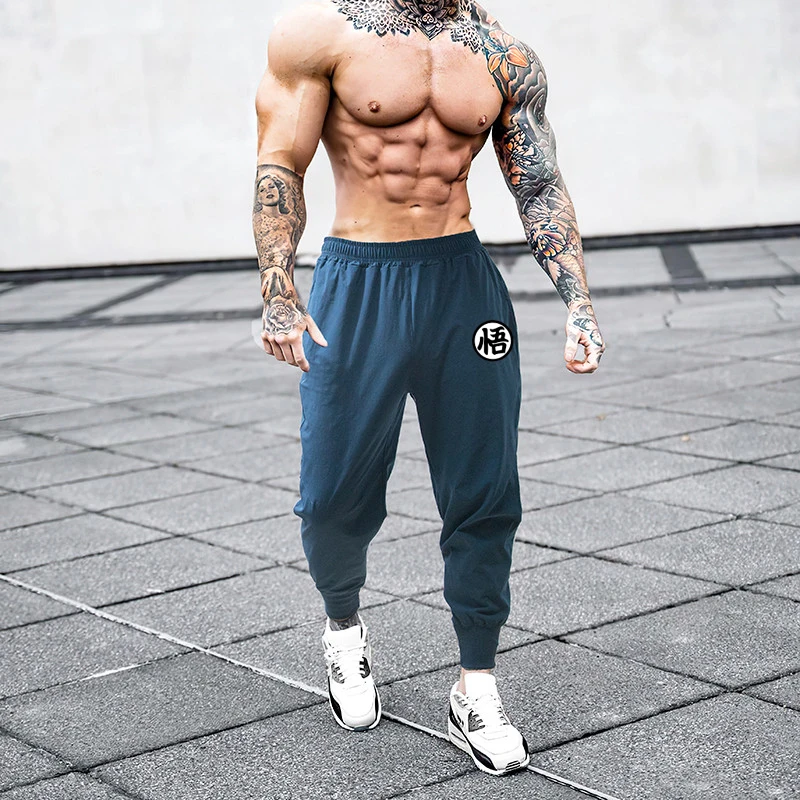 Gym Bodybuilding Fitness Trousers Mens Breathable Casual Training Pants ...