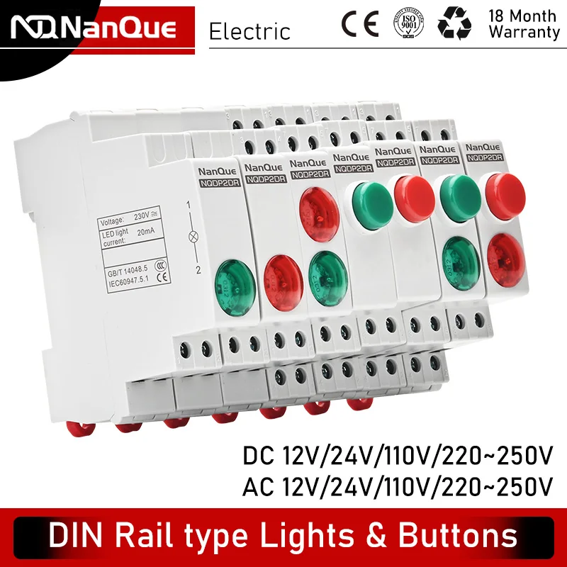 DIN-Rail-Light-Button-Switch-Motor-Start-e-Stop-Control-Switch-LED-M ...